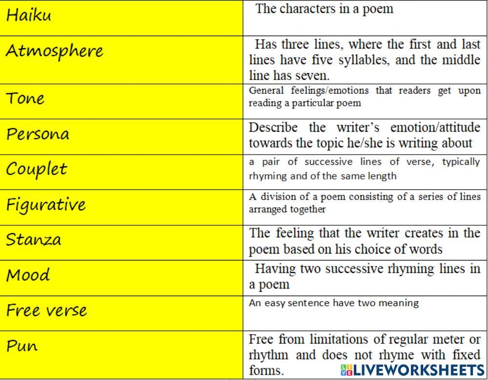 Literary devices 2014743 | jianxun Wei | Live Worksheets
