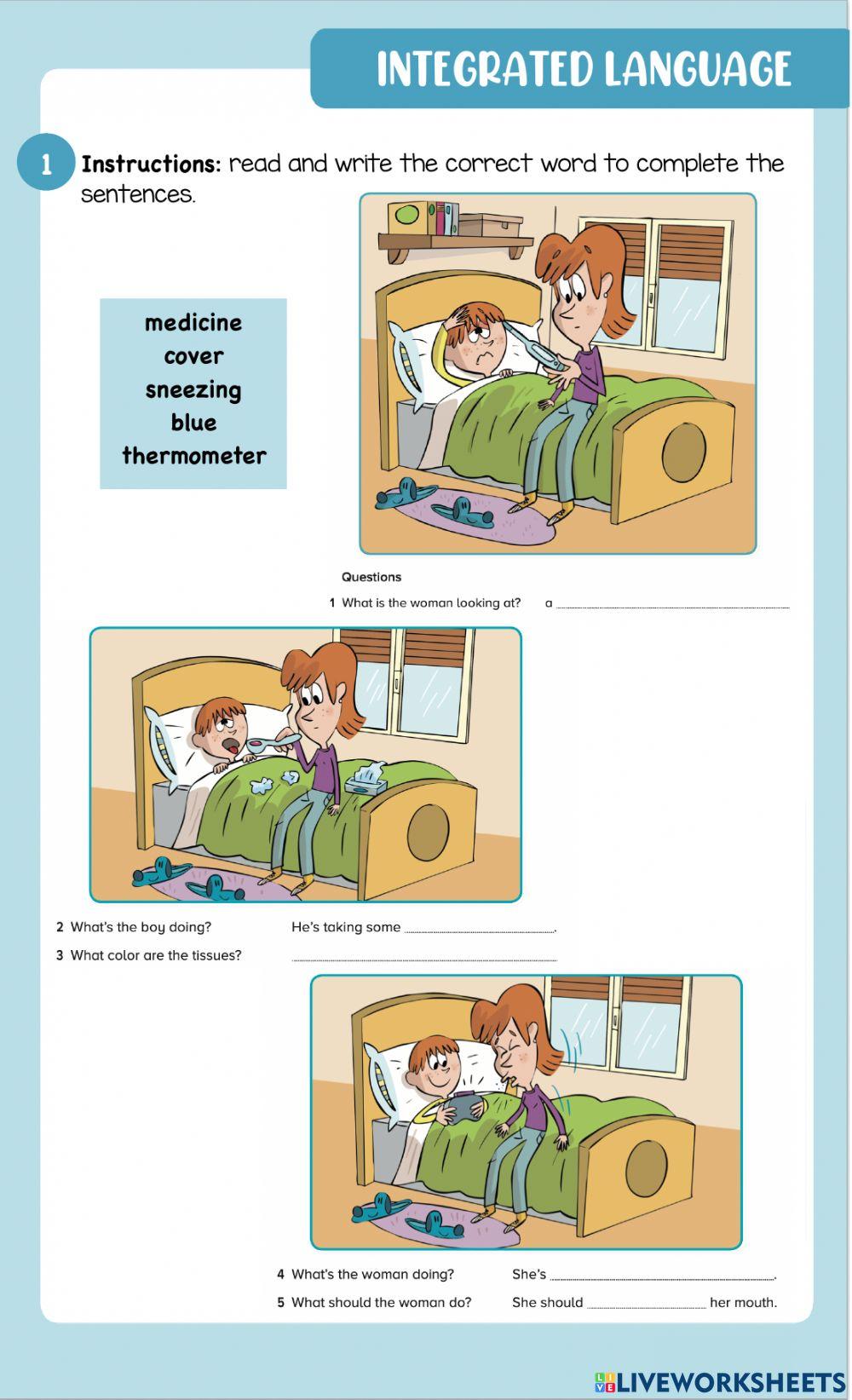 Ailments and injury worksheet | Live Worksheets