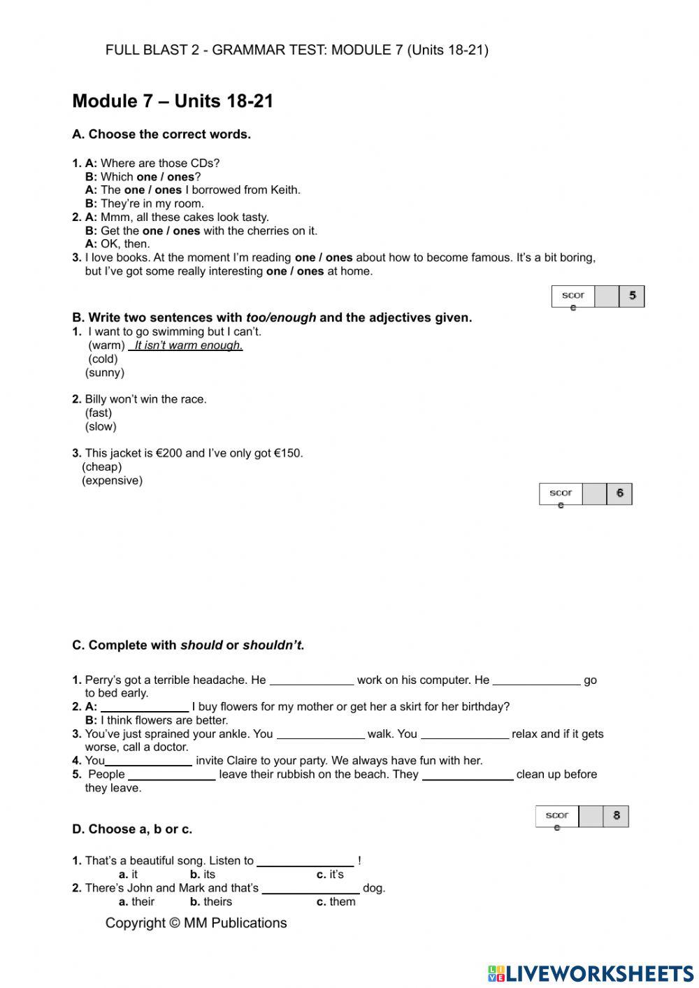 Module 7 – Full Blast 2 2345726 | ZoyaLonk | Live