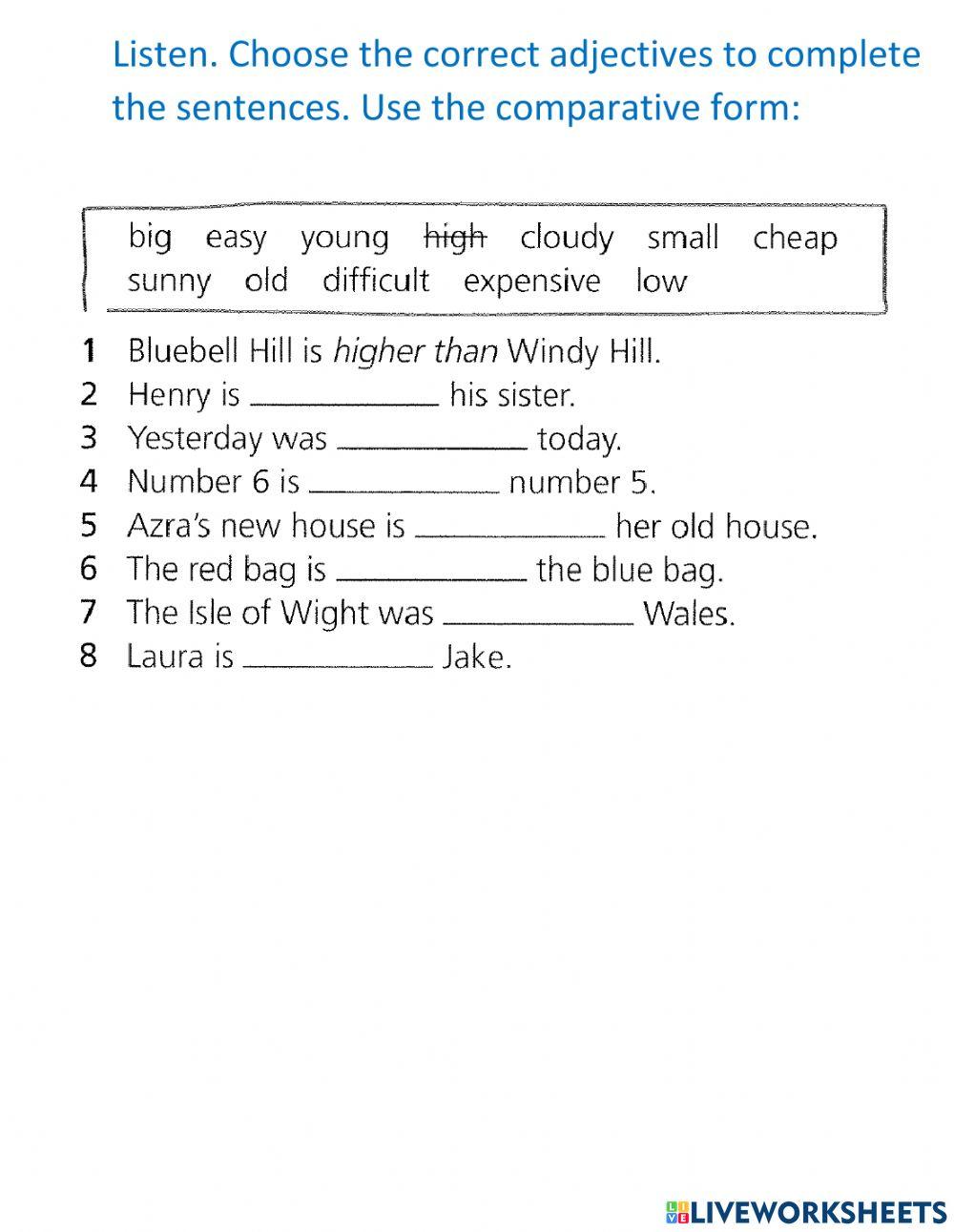 Comparatives online exercise for Grade 3-5 | Live Worksheets