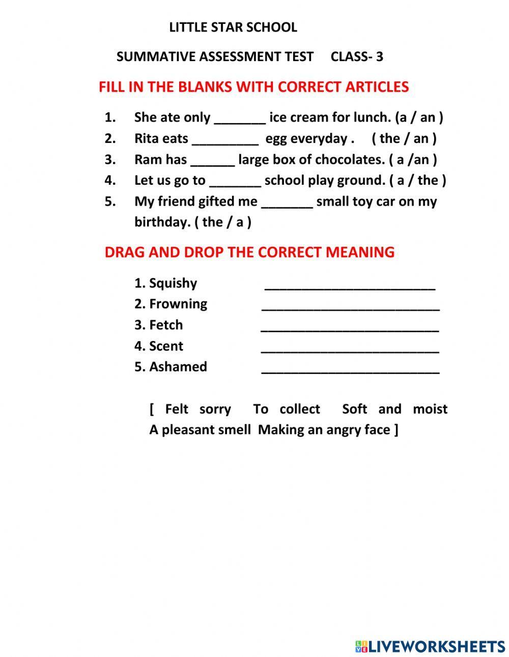 Fill In Blanks Activity Live Worksheets