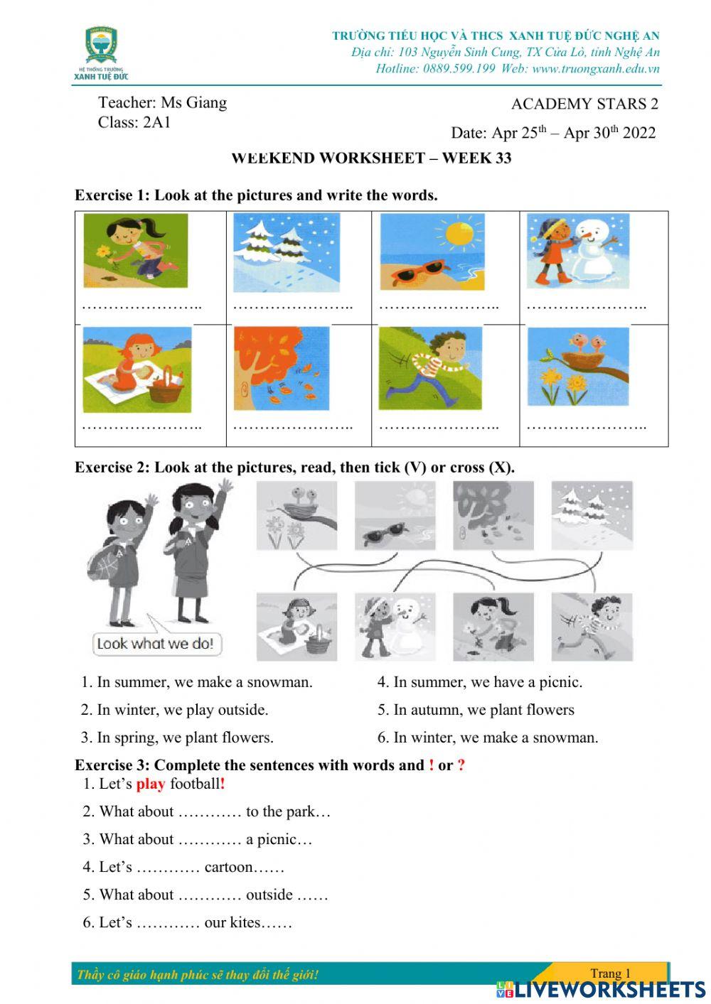Season and Act interactive worksheet | Live Worksheets
