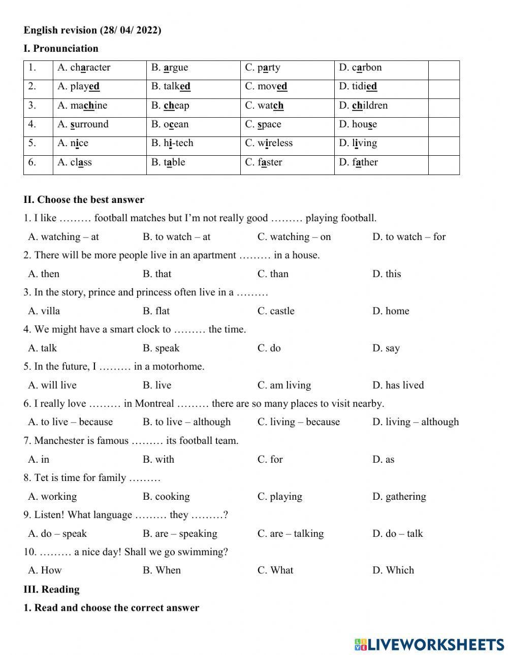 Group 5 - Final test revision - term 2 worksheet | Live Worksheets
