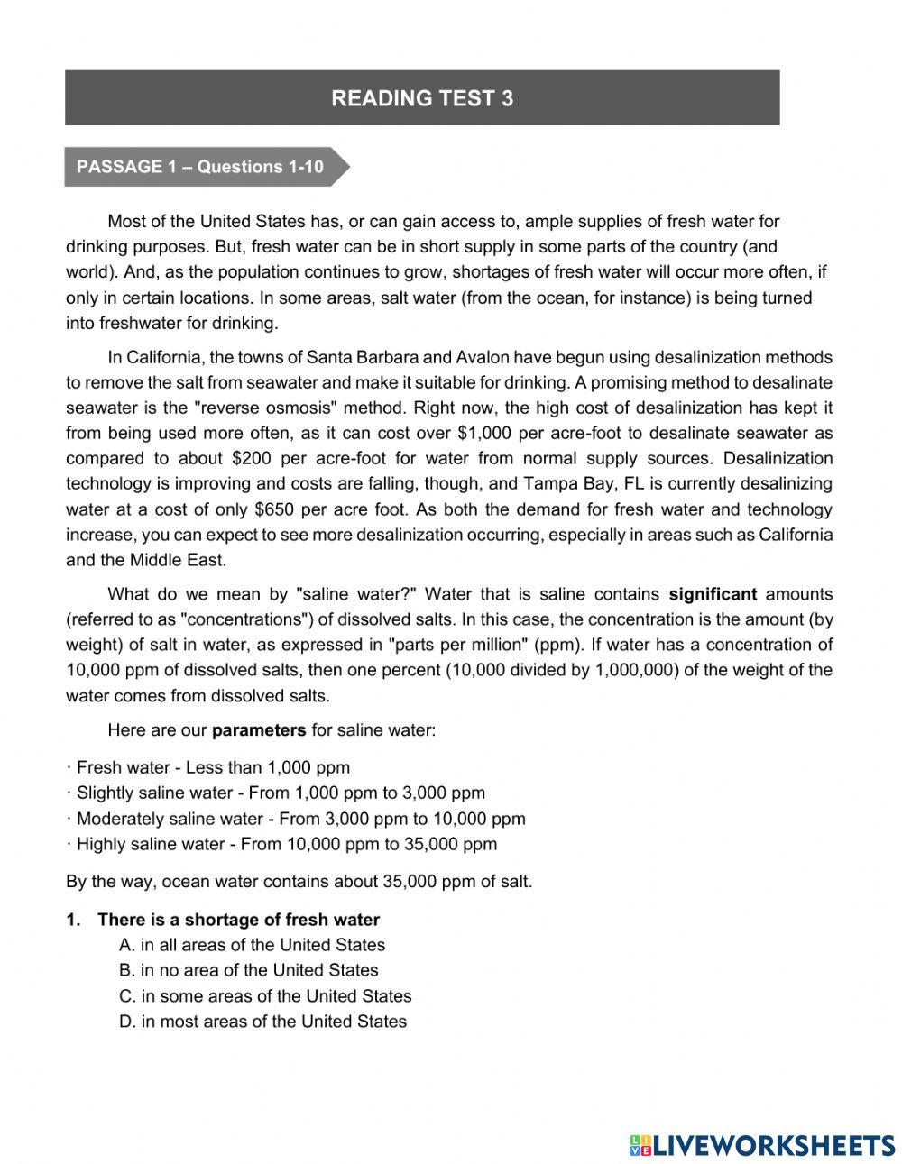 VSTEP READING P… | Free Interactive Worksheets | 6868116