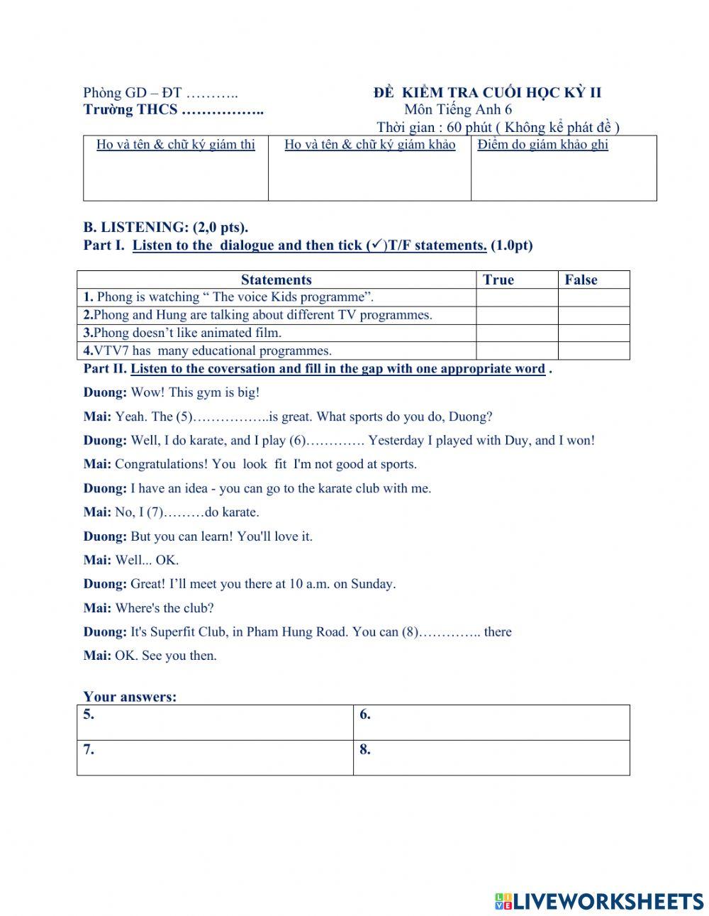 English 6 online pdf worksheet | Live Worksheets