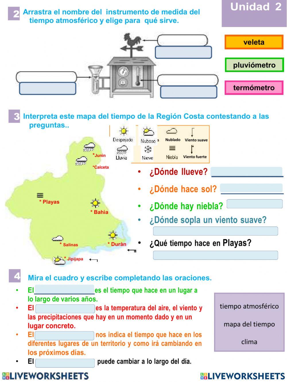 Clima y tiempo | Free Interactive Worksheets | 2015740