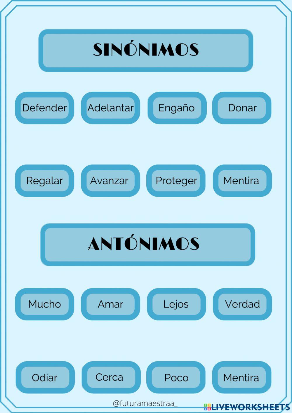 Sinónimos y antónimos online exercise for Tercero de Primaria | Live ...