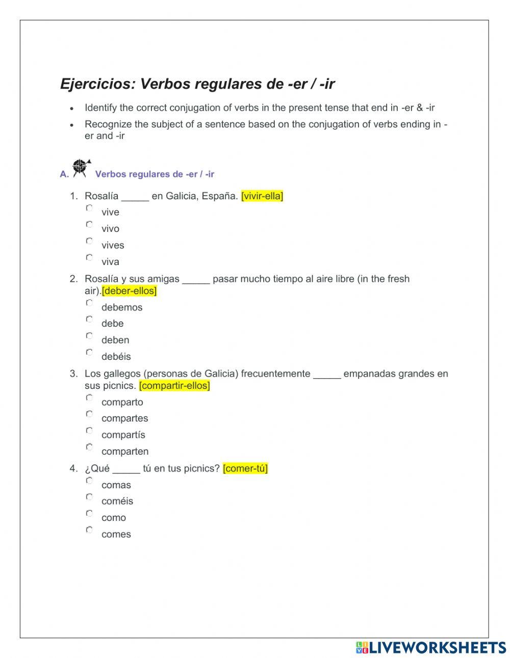 Presente online activity for SUPERIOR | Live Worksheets