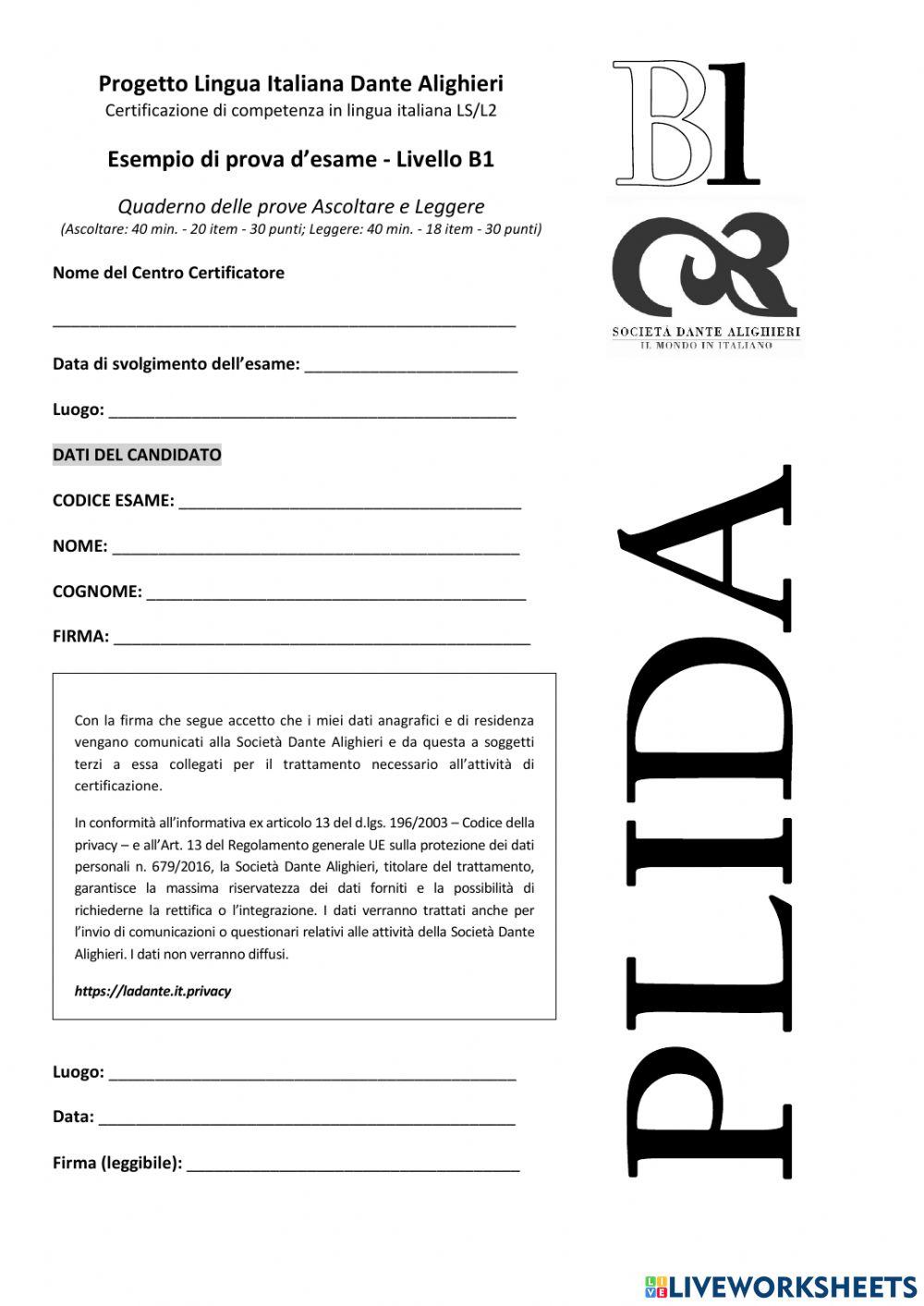 test Plida | Free Interactive Worksheets | 3580090