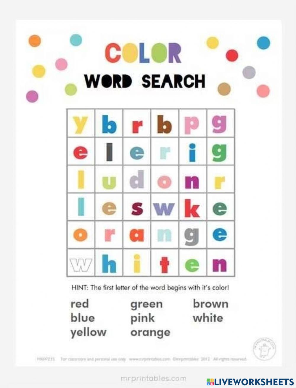 word search online exercise for | Live Worksheets