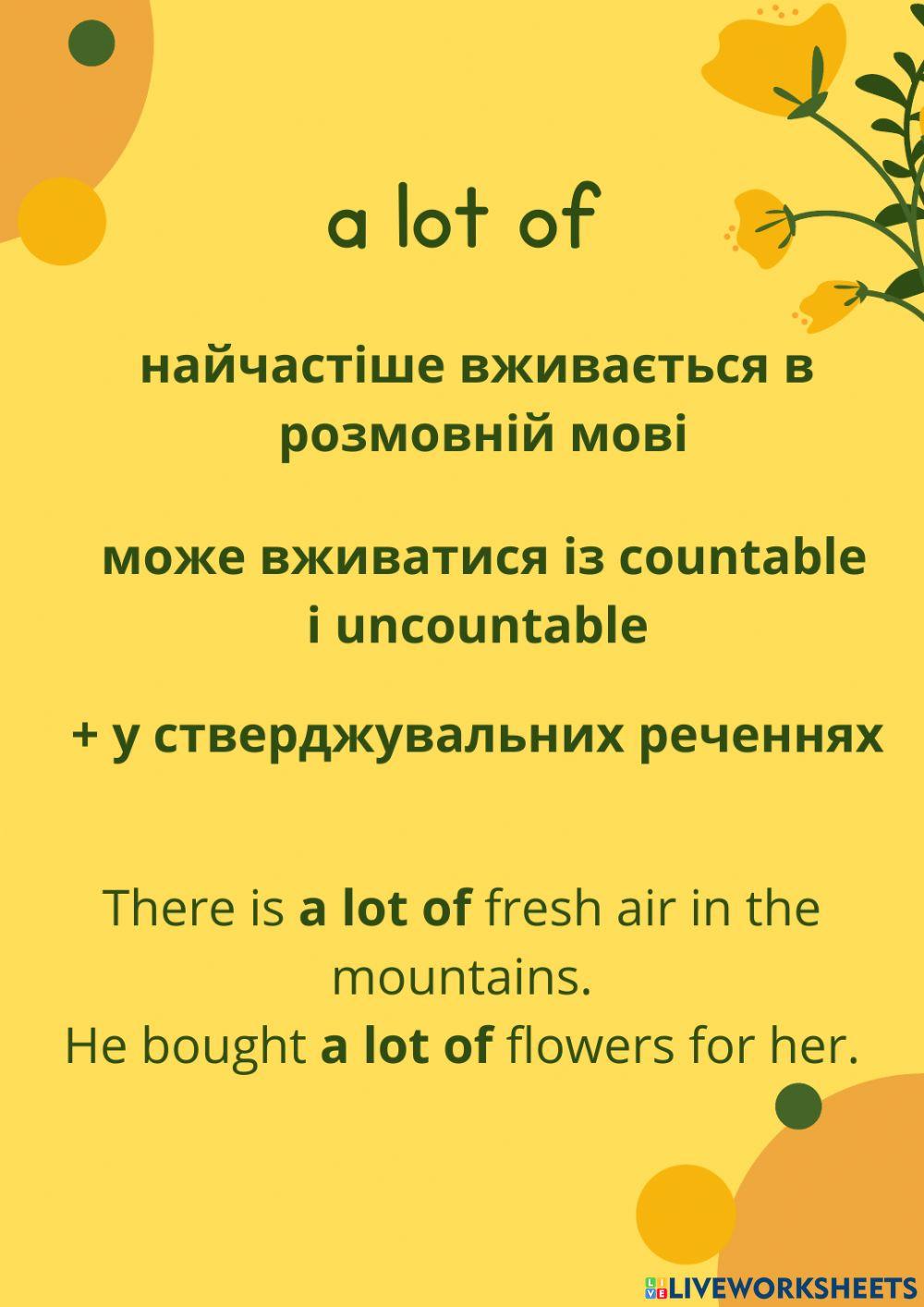 Many-much-a lot of worksheet | Live Worksheets