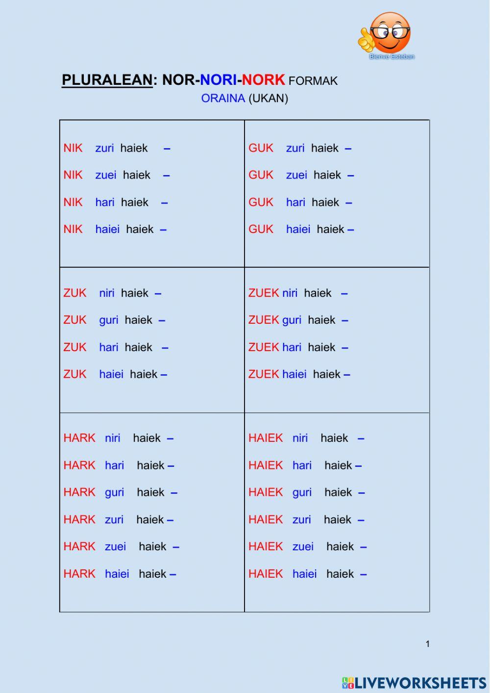 Nor-nori-nork o… | Free Interactive Worksheets | 2016830