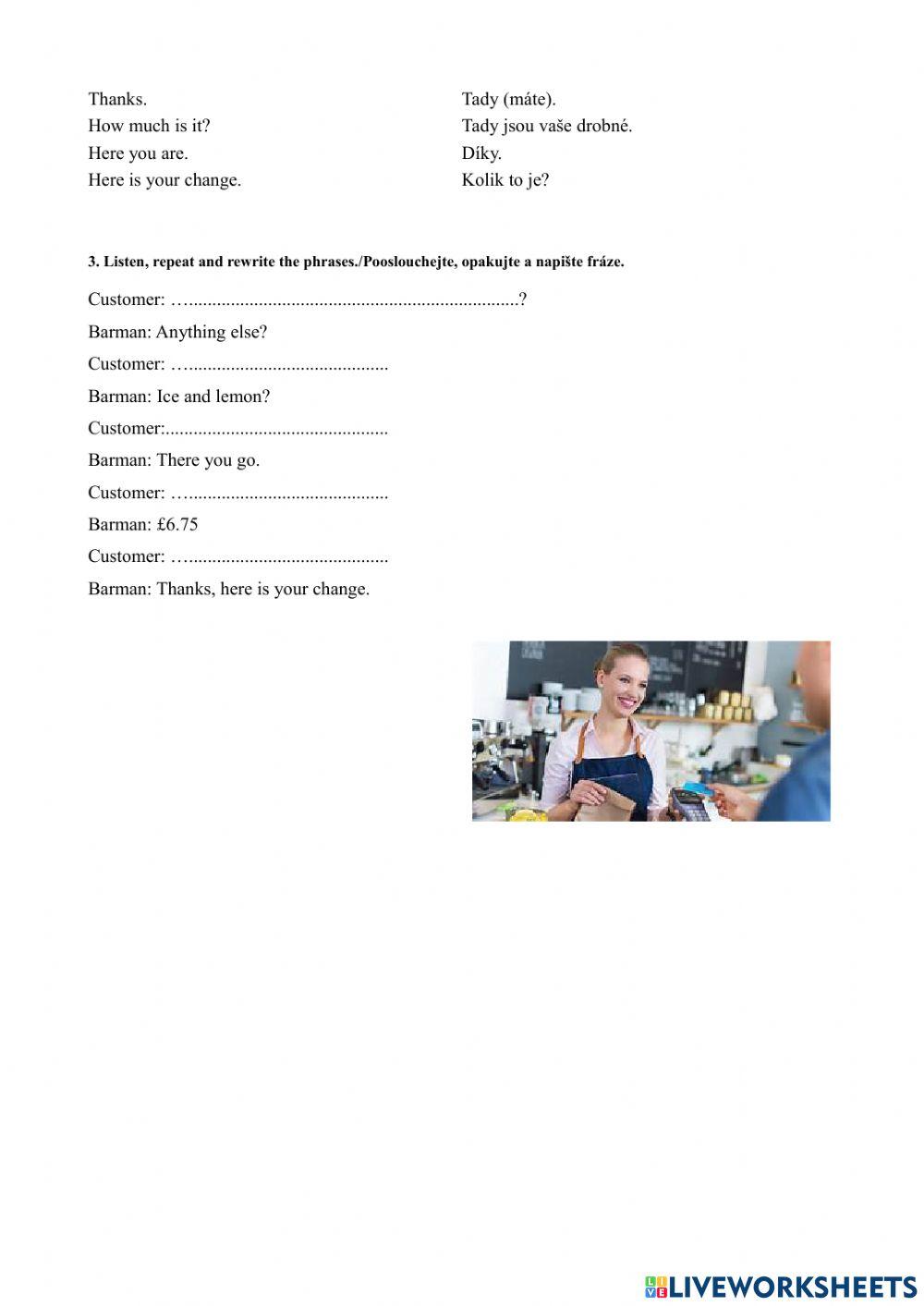 At a bistro | Andrea Stimpson | Live Worksheets