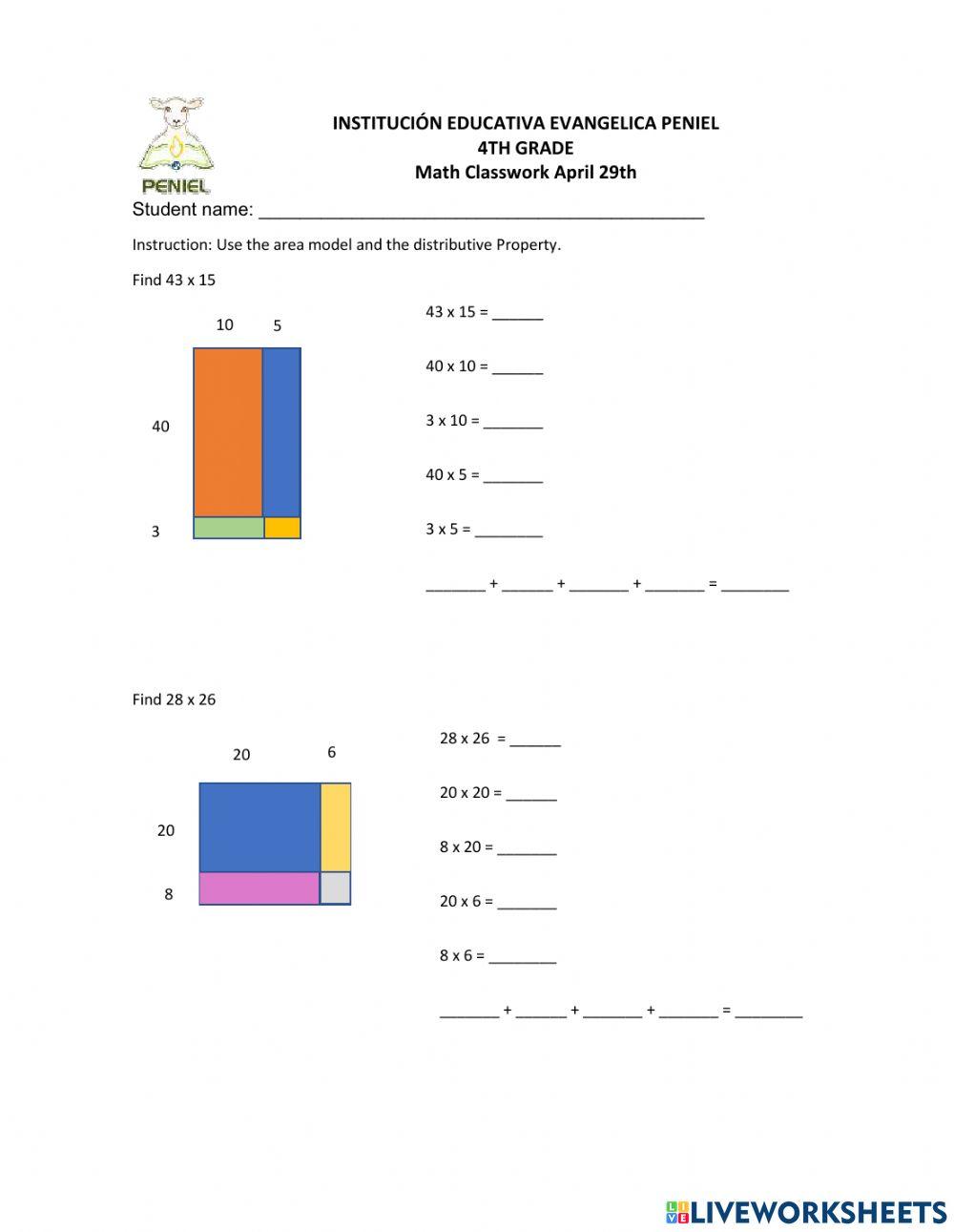 Math Classwork April 29th online exercise for | Live Worksheets