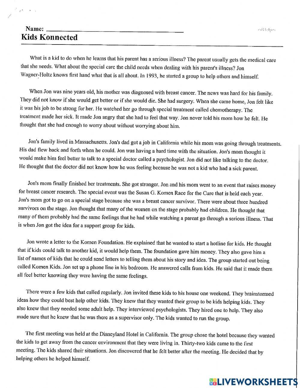 Kids Connected online exercise for | Live Worksheets