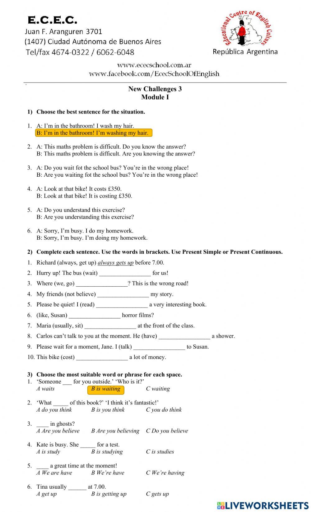 New Challenges Starter - Module 1 Presents 2346622
