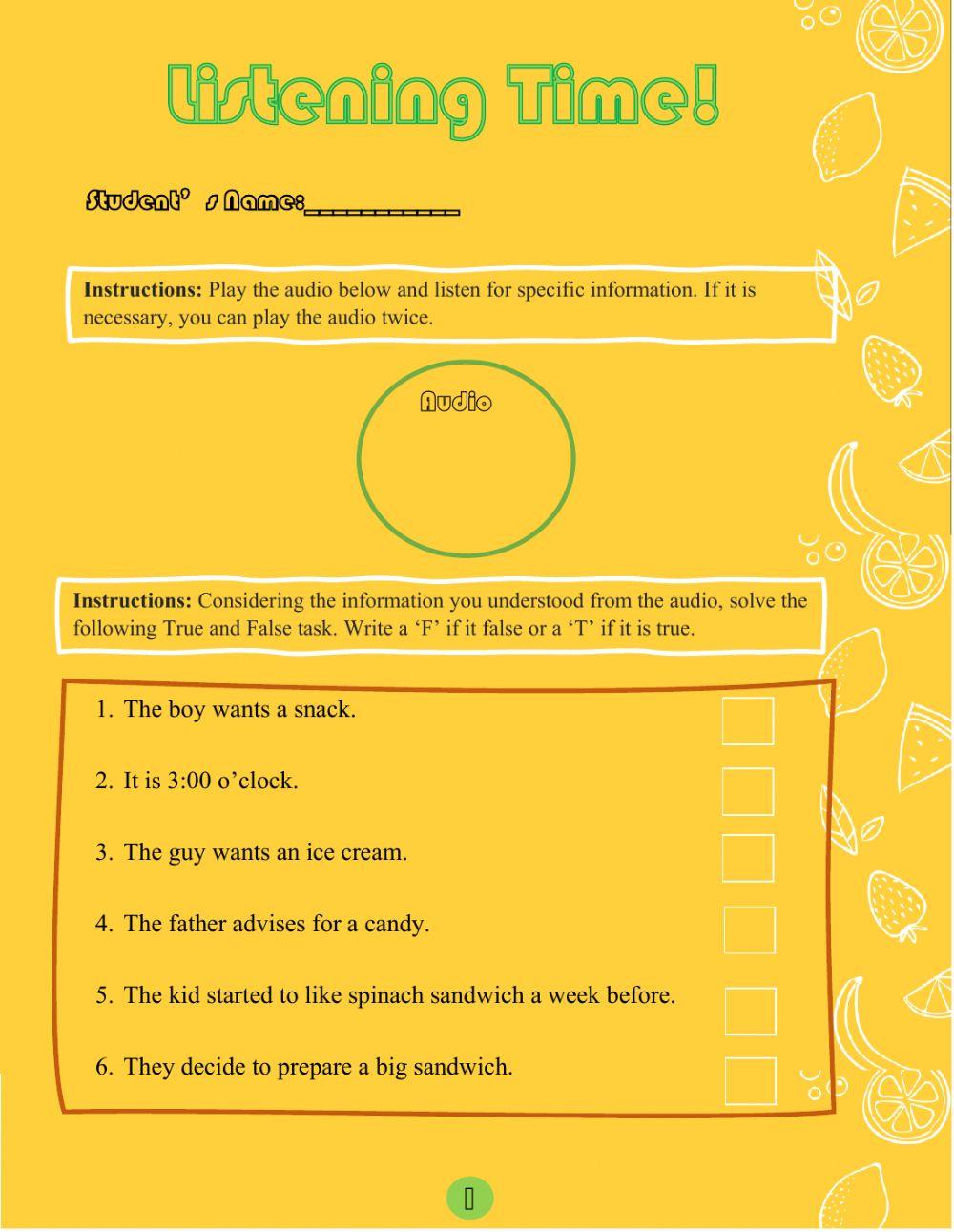 Listening Time! | Free Interactive Worksheets | 2016303