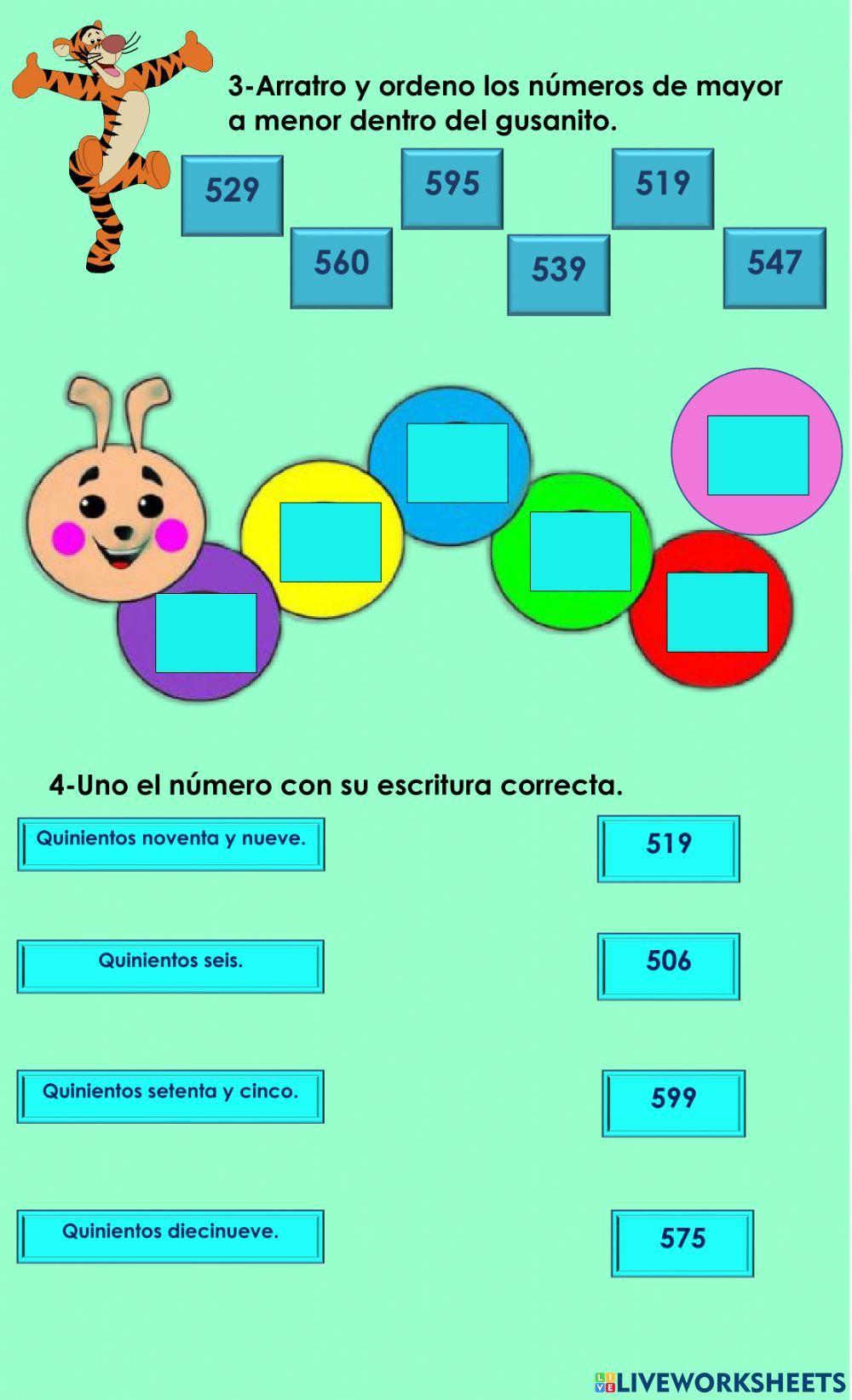 Números del 500 al 600 interactive worksheet | Live Worksheets
