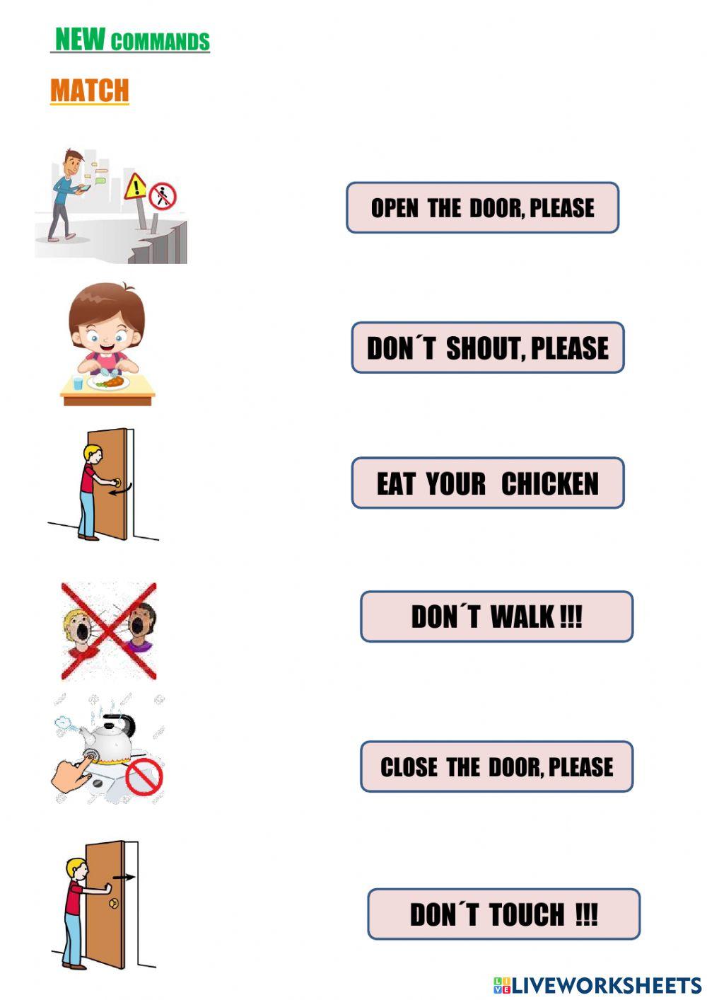 Commands interactive exercise for 2DO | Live Worksheets