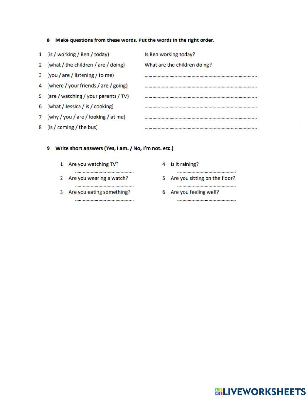 Foundation 1 - u3 - grammar worksheet | Live Worksheets