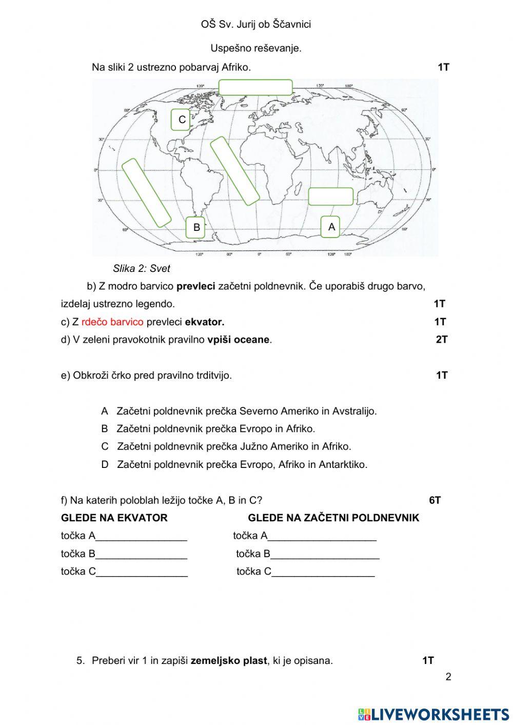 Geografija 6 online exercise for | Live Worksheets