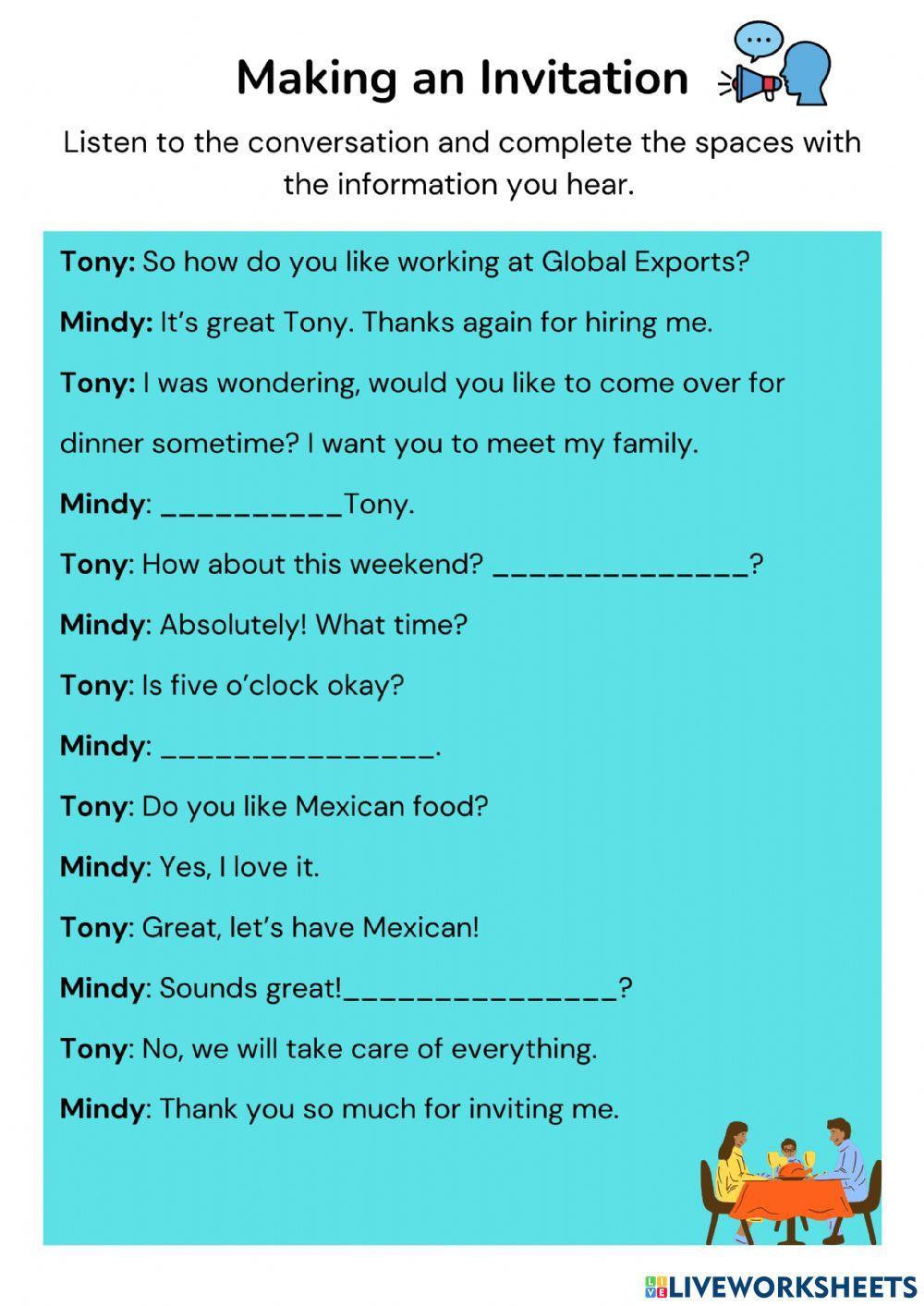 Making Invitations exercise | Live Worksheets