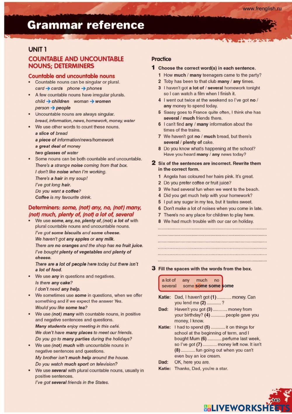 Grammar online exercise for 4 | Live Worksheets