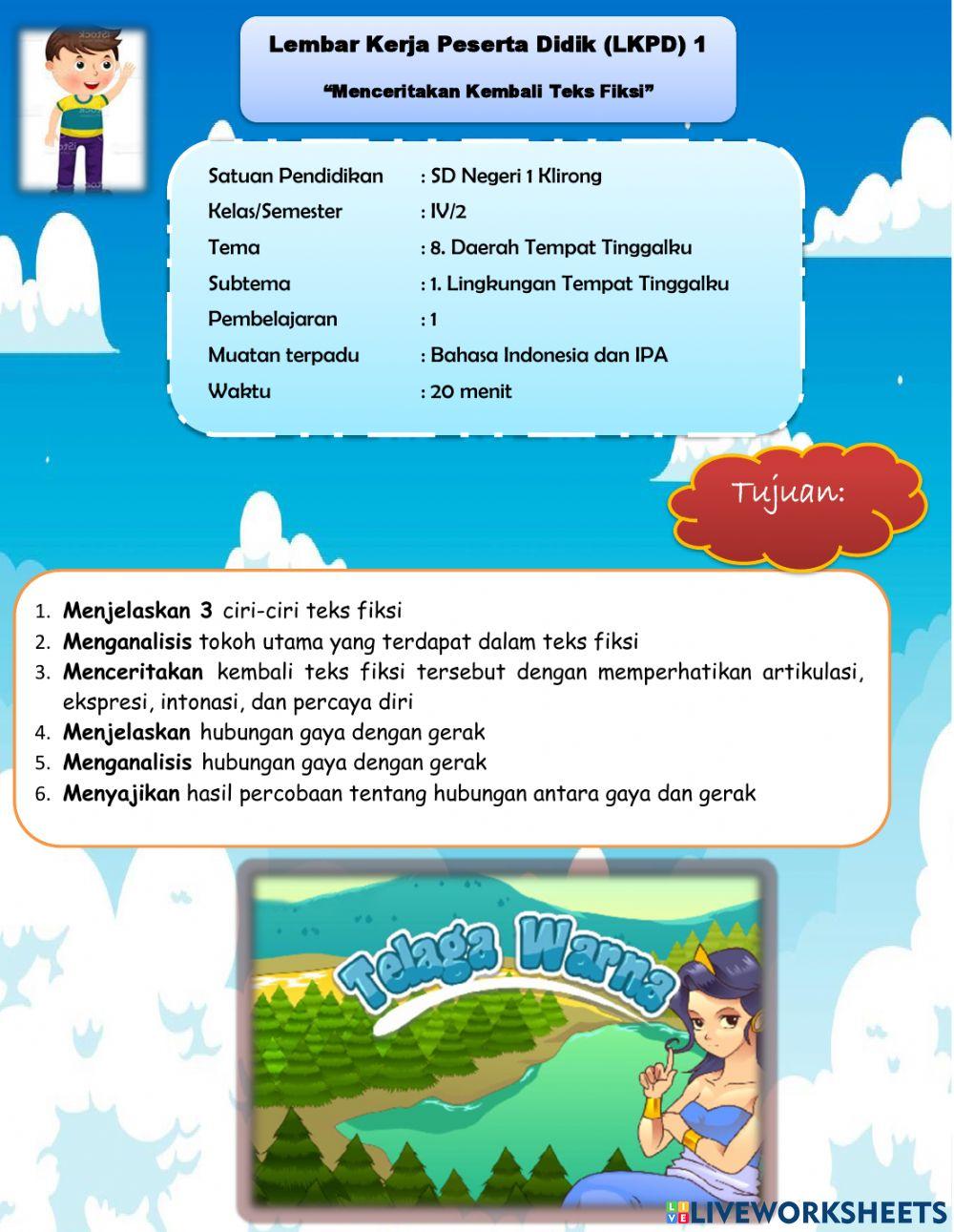 LKPD kelas 4 activity for 4 | Live Worksheets