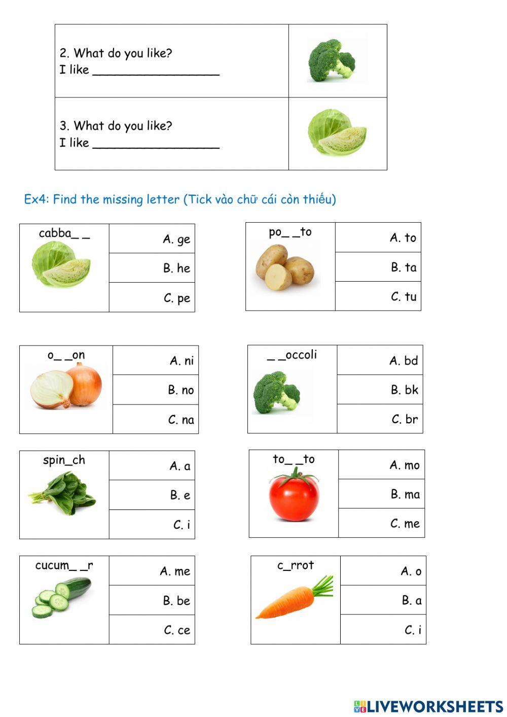Vegetables - Vividoo5 - PSE Viet Tri worksheet | Live Worksheets