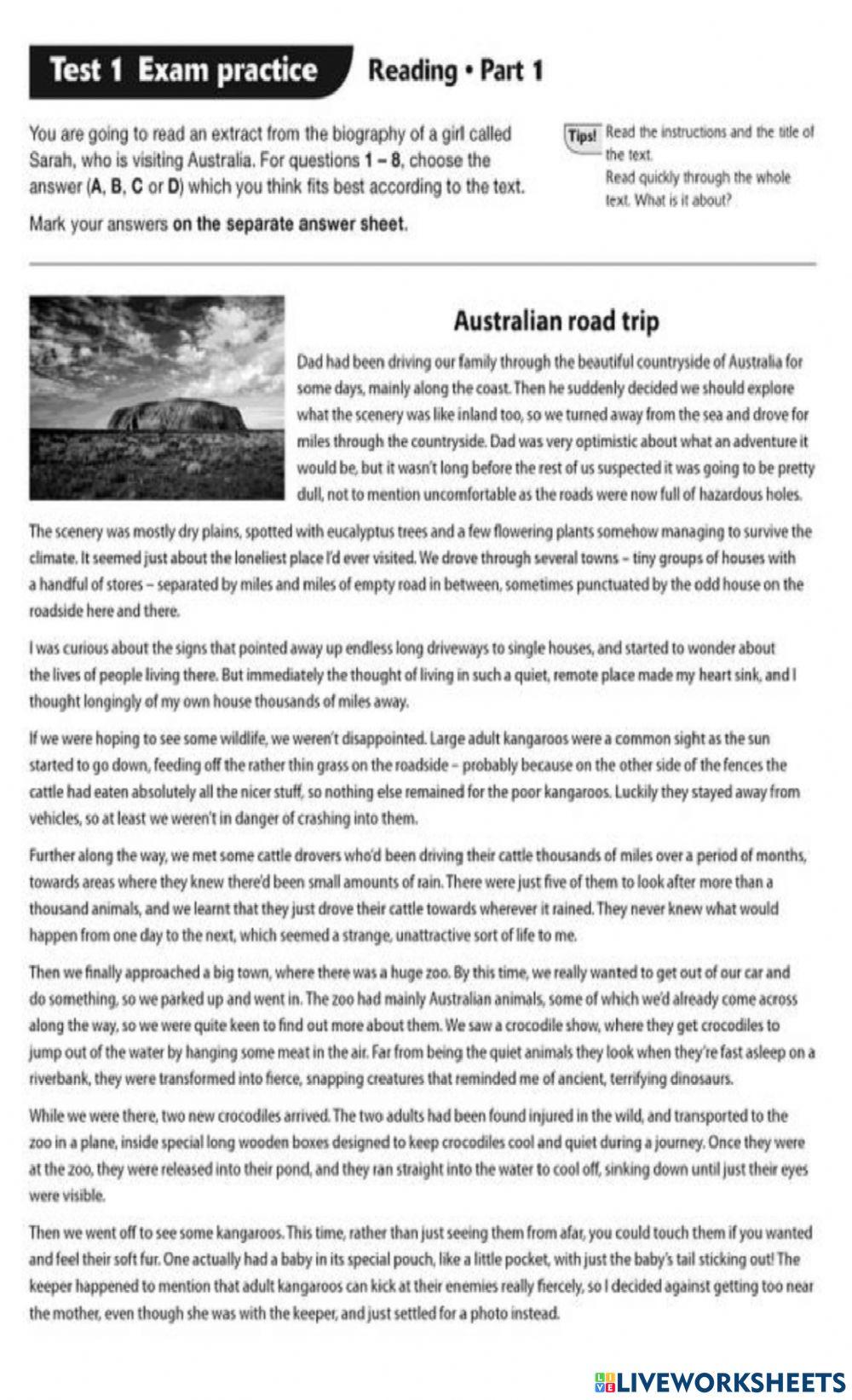 1981254 | Reading FCE Test 1 | Monica Zamudio