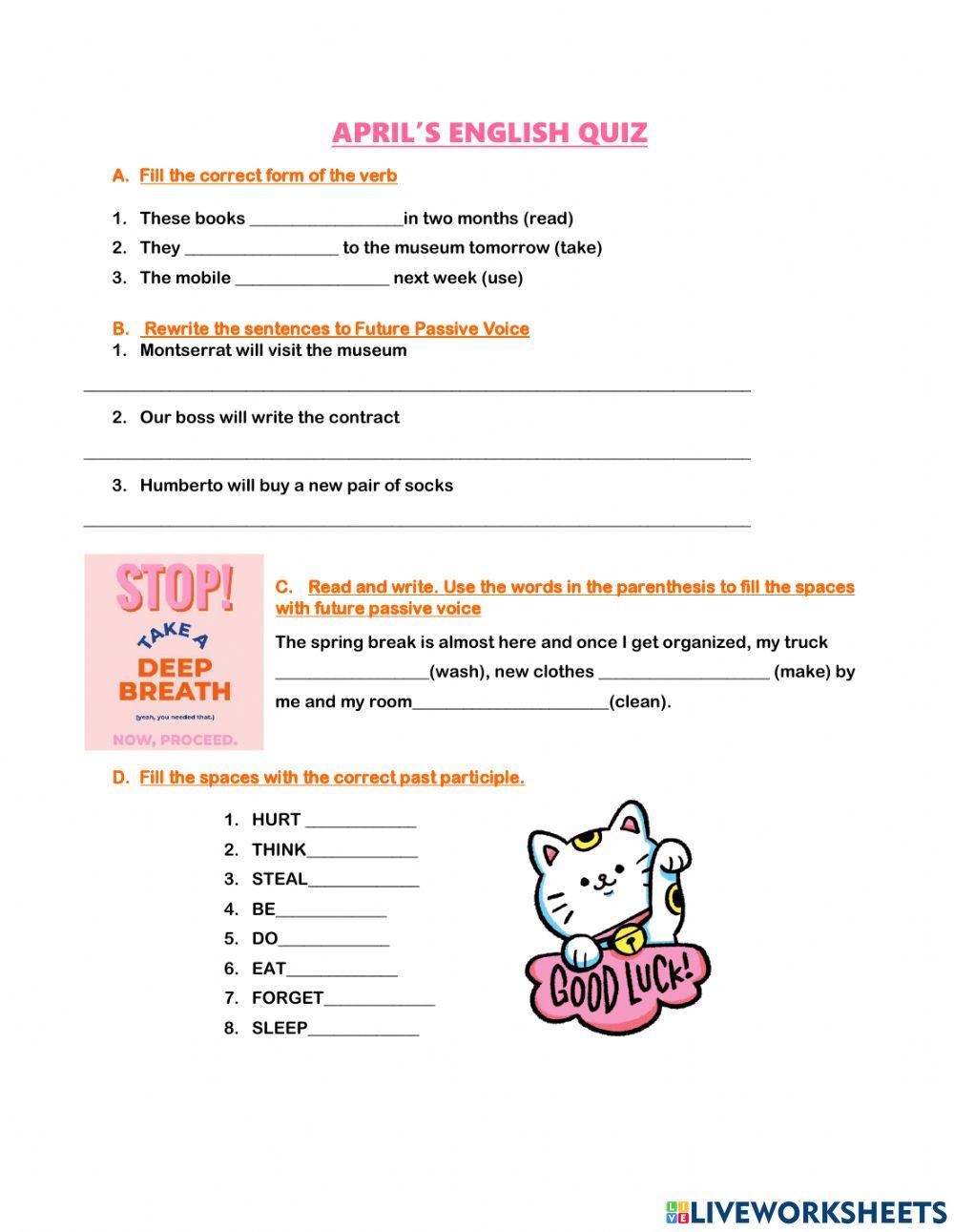 Wish statements and passive future worksheet | Live Worksheets