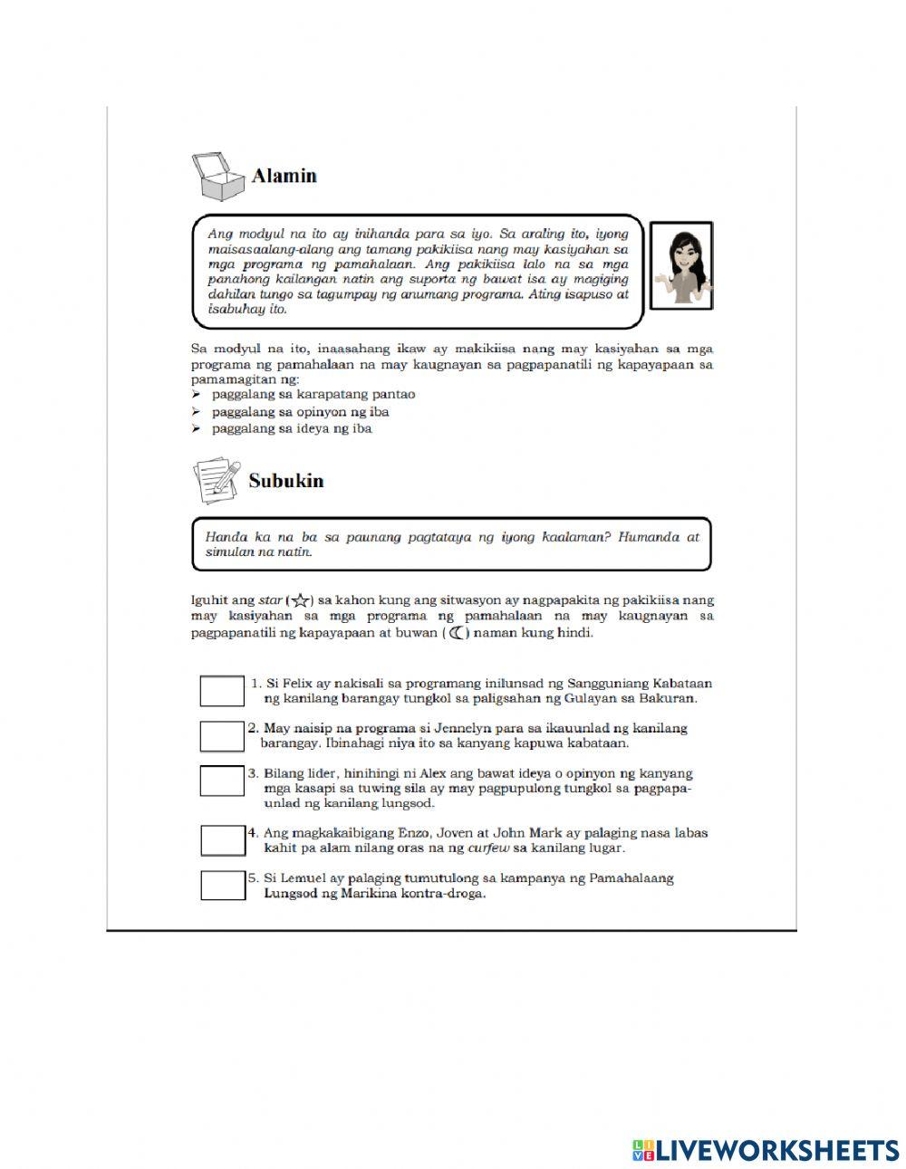 EsP Module 7 for 3rd Quarter online exercise for | Live Worksheets
