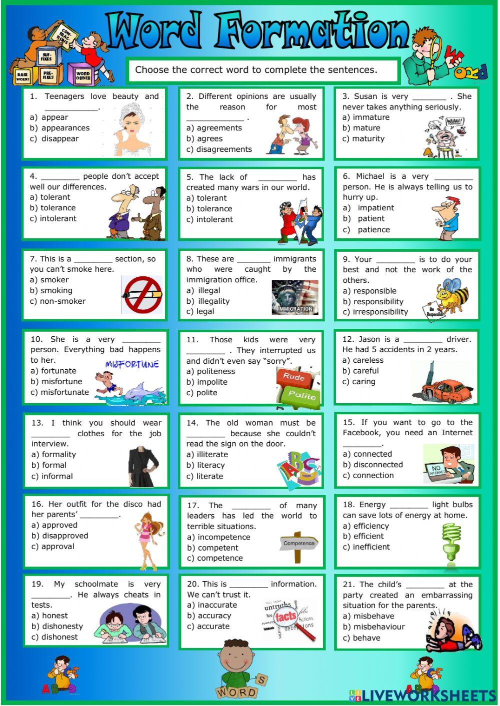 WORD FORMATION … | Free Interactive Worksheets | 6859842