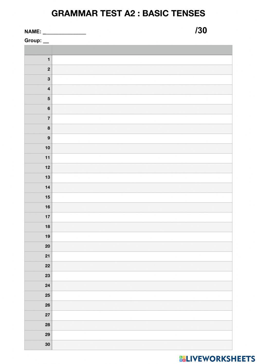 Verb tenses online pdf worksheet | Live Worksheets