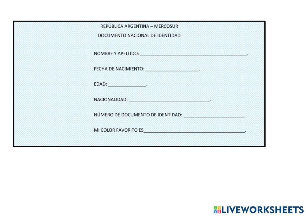 Hacemos nuestro dni worksheet | Live Worksheets