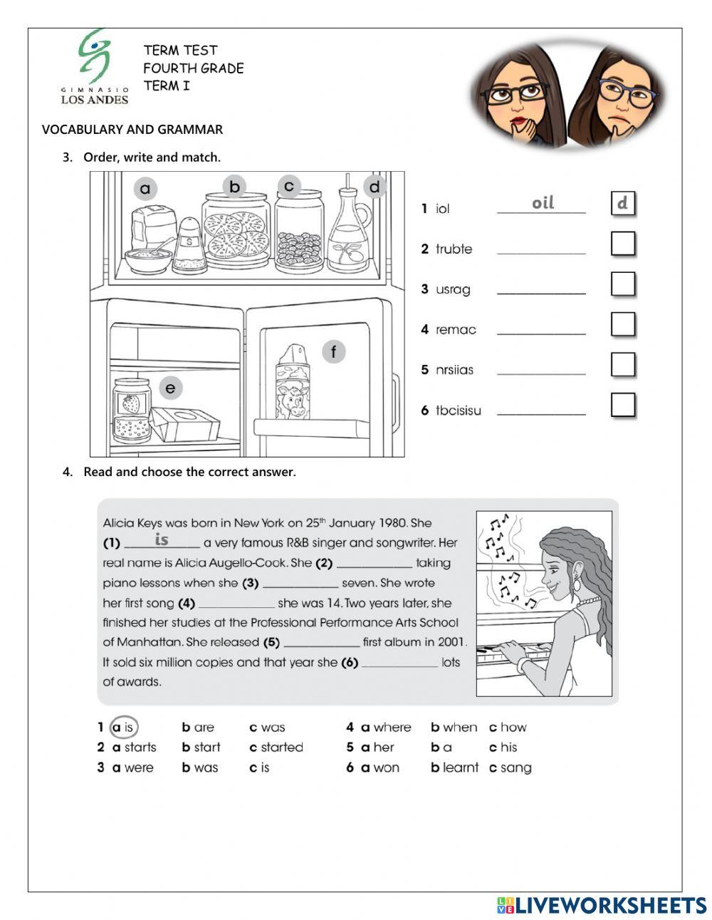 Term test online exercise for FOURTH | Live Worksheets