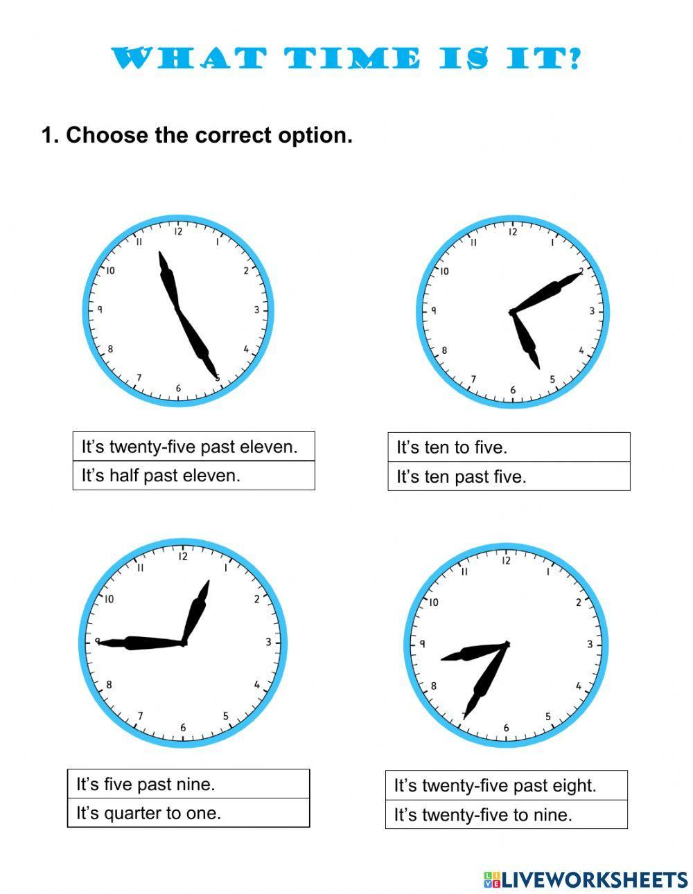 What time is it? online exercise for Elementary | Live Worksheets