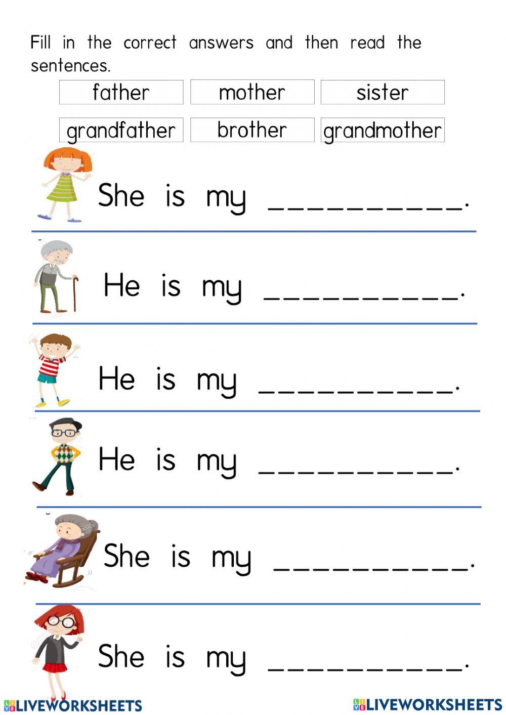 Family online exercise for PRINCIPIANTE | Live Worksheets