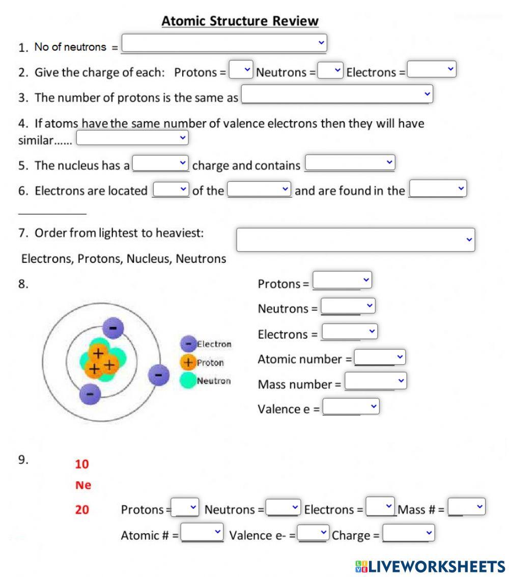 Atomic Structure | Free Interactive Worksheets | 2820610