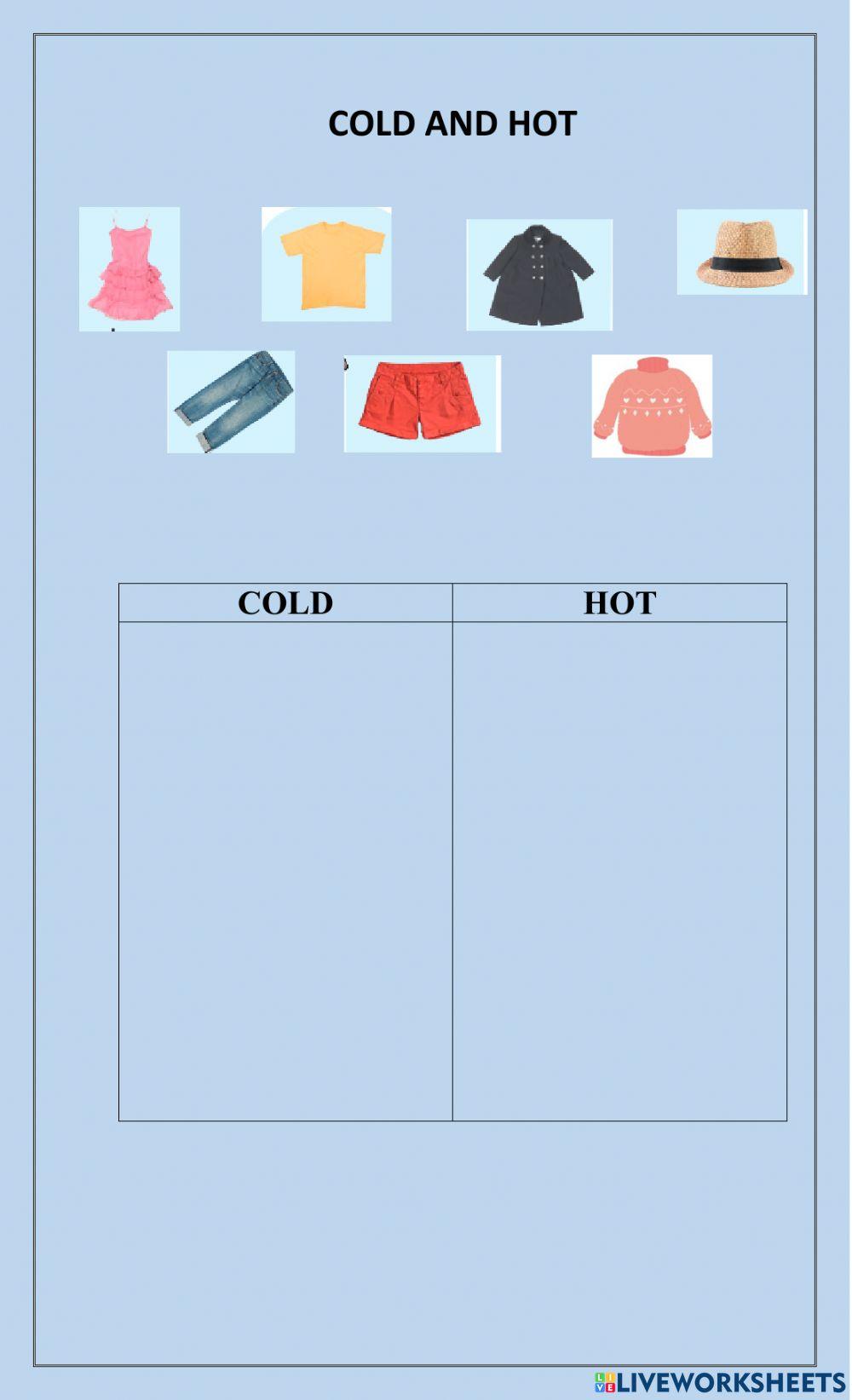 Cold and hot interactive worksheet | Live Worksheets