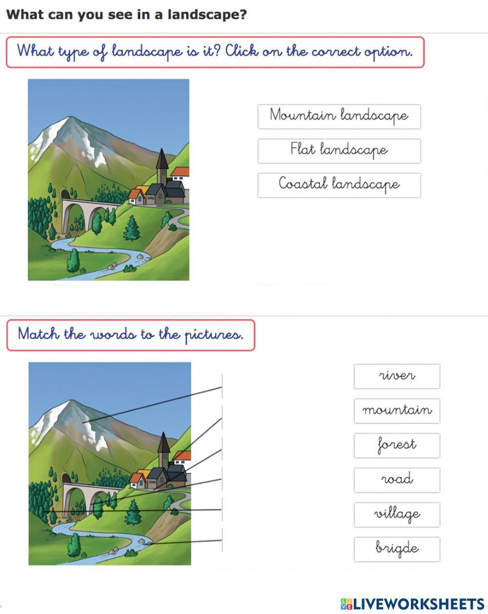 Mountain Landscape activity | Live Worksheets