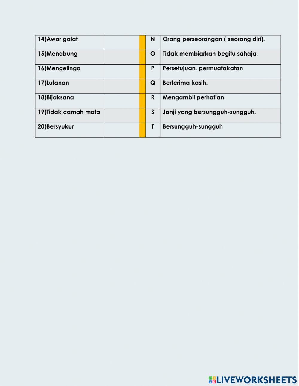 Glosari 1 worksheet | Live Worksheets