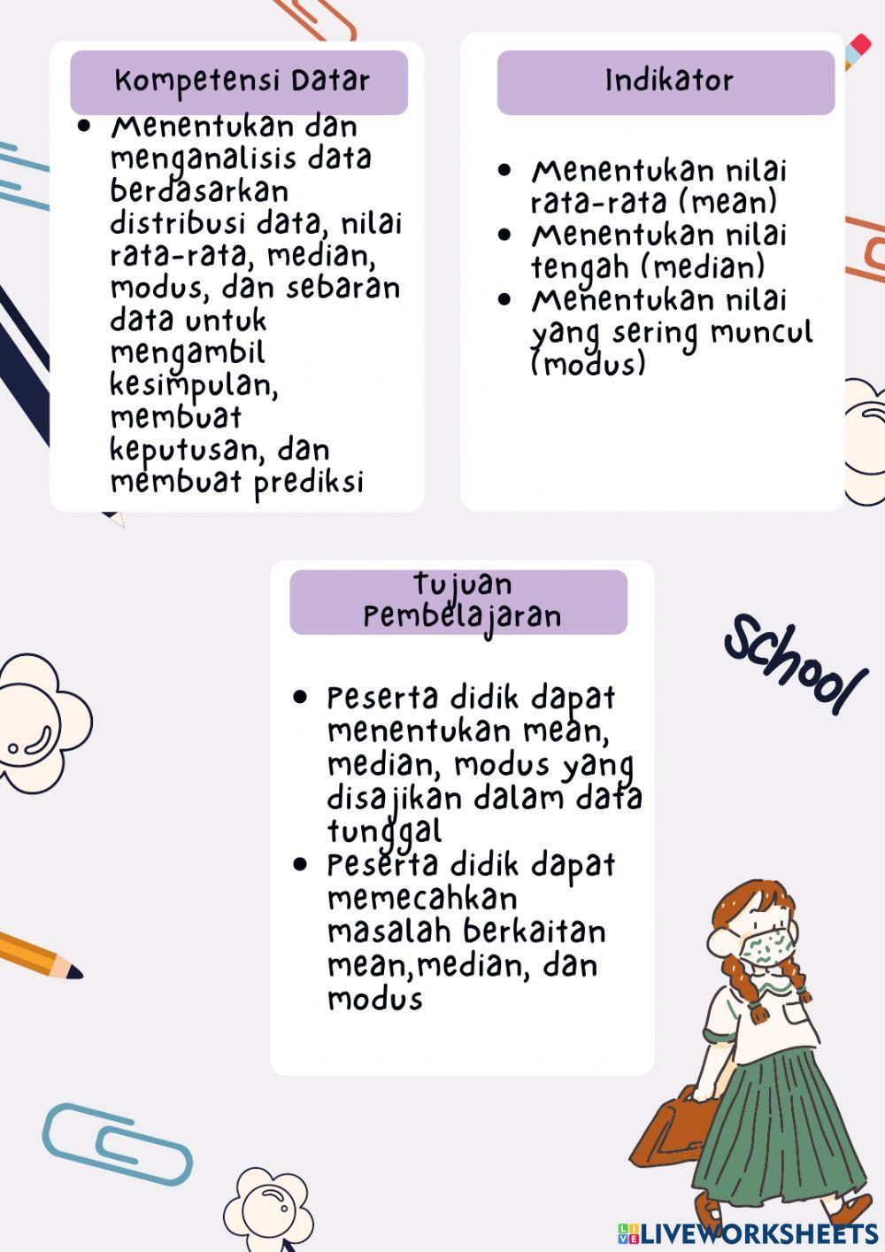 Mean,median,modus interactive worksheet | Live Worksheets