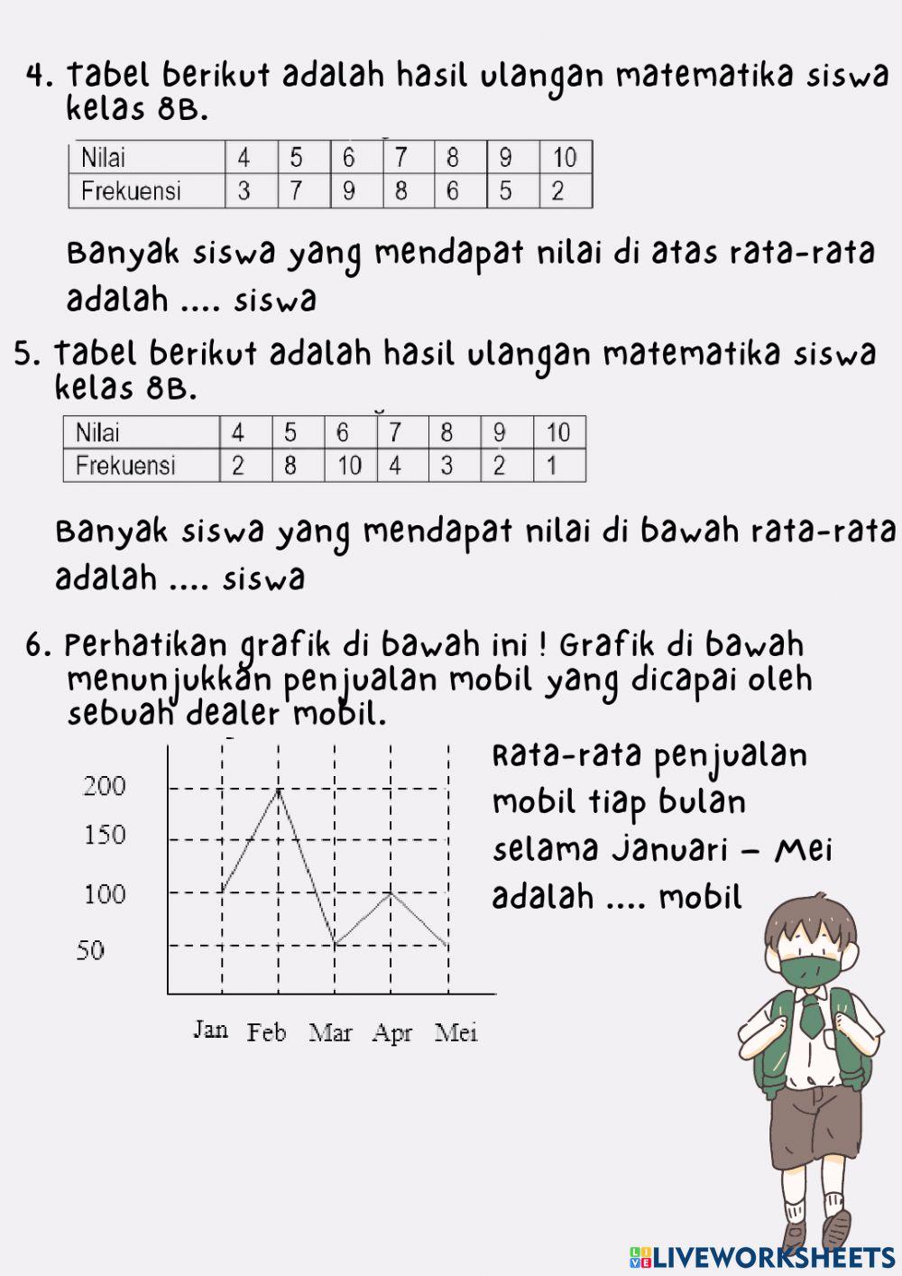 Modus, median,mean worksheet | Live Worksheets