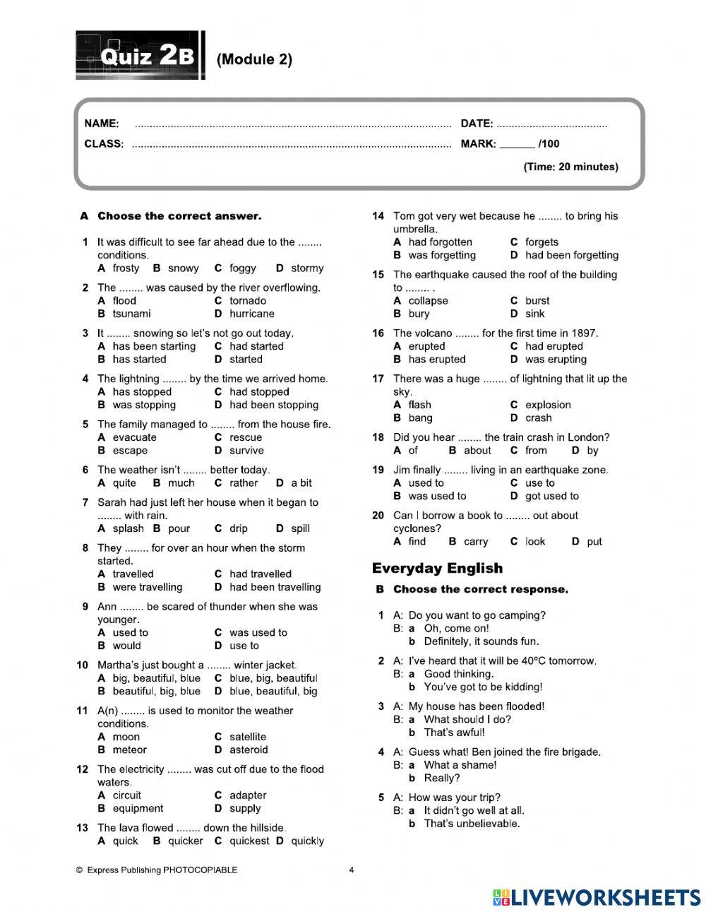 B1 + MODULE 2 online exercise for | Live Worksheets