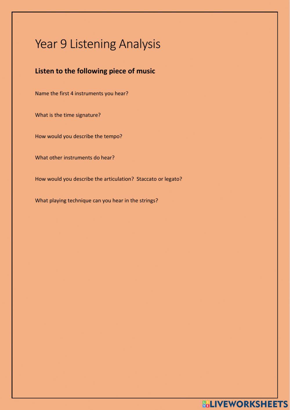 Yr 9 Listening online exercise for | Live Worksheets