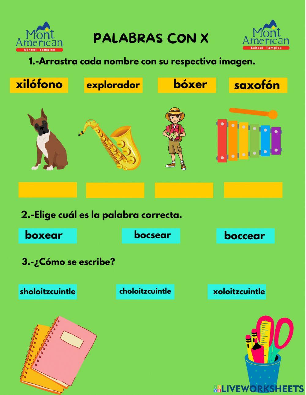 1984207 | Palabras con x | MissDiana2c | LiveWorksheets