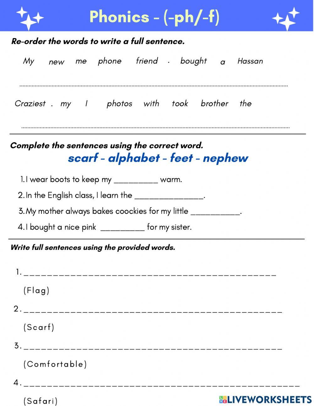 -f - -ph online exercise for | Live Worksheets