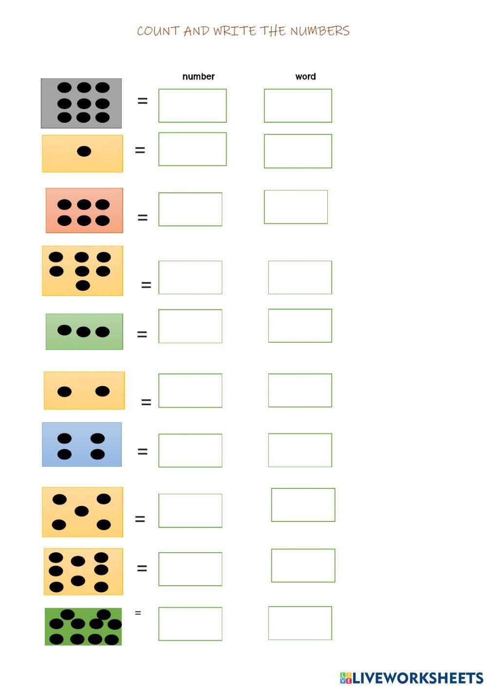 The numbers from 1 to 10 online exercise for | Live Worksheets
