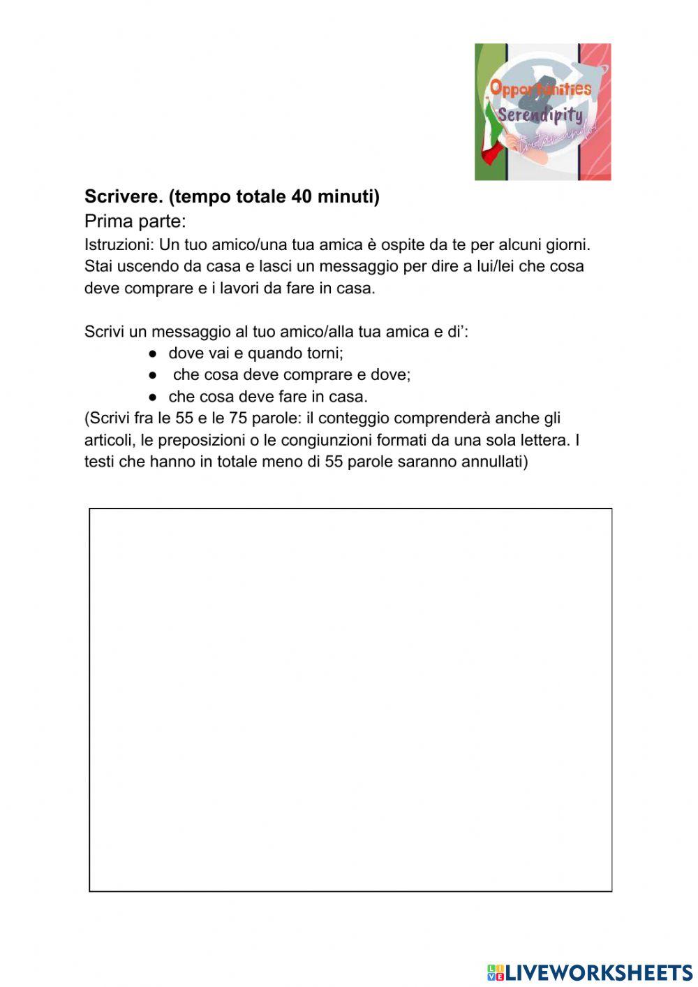 Esame finale A1 worksheet | Live Worksheets